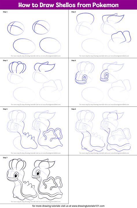 How To Draw Shellos From Pokemon Pokemon Step By Step