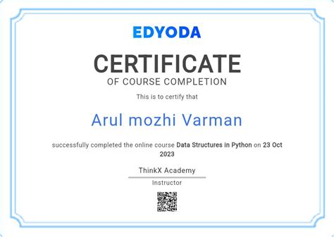 Python Datastructures Certificationcomplete Arul Mozhi Varman