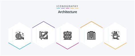 Architecture 25 Line Icon Pack Including Pocket Hotel Barrier Building Resort 19257297