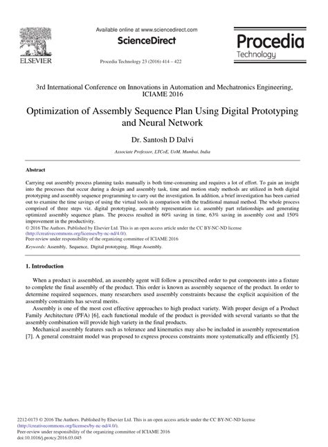 Pdf Optimization Of Assembly Sequence Plan Using Digital Prototyping