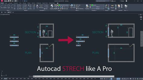 Autocad Resize Objects In Seconds Using The Stretch Command Youtube