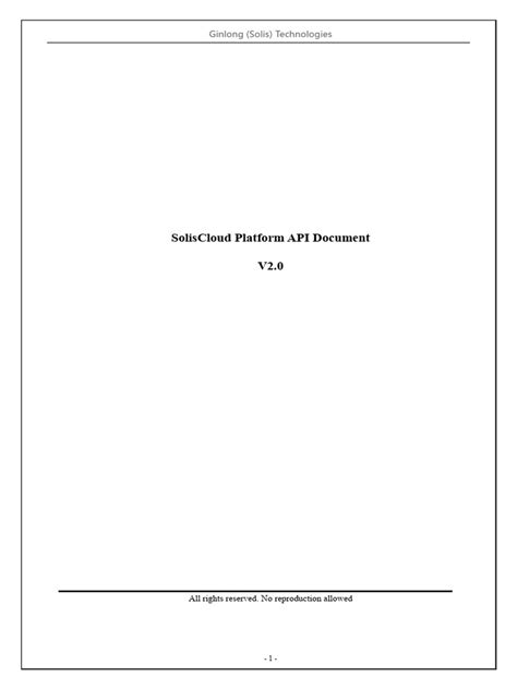 Soliscloud Platform Api Document V20 Pdf Battery Charger Power Inverter