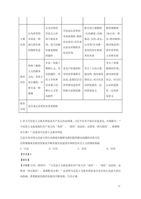 河南省洛阳市2020学年高二政治上学期期末考试试题（含解析） 试卷后含答案 好学电子课本网