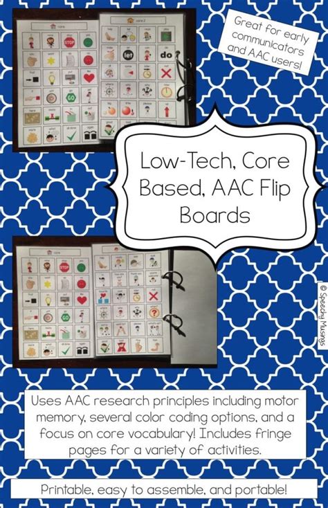 Low Tech Core Vocabulary Based Aac Flip Boards