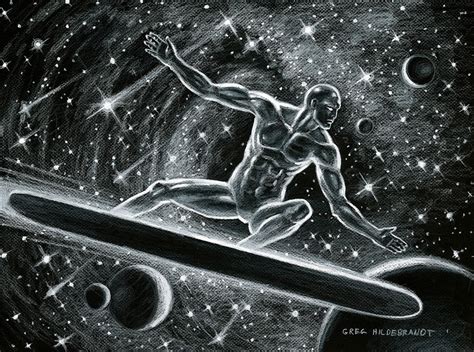 Silver Surfer Illustration In Supermans Mullets Marvel Unpublished Comic Art Gallery Room