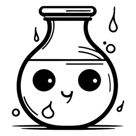 Premium Vector Cute Kawaii Flask Vector Illustration In Cartoon Style