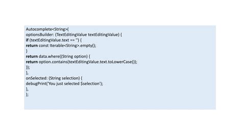 ppt how to use an autocomplete widget in flutter powerpoint