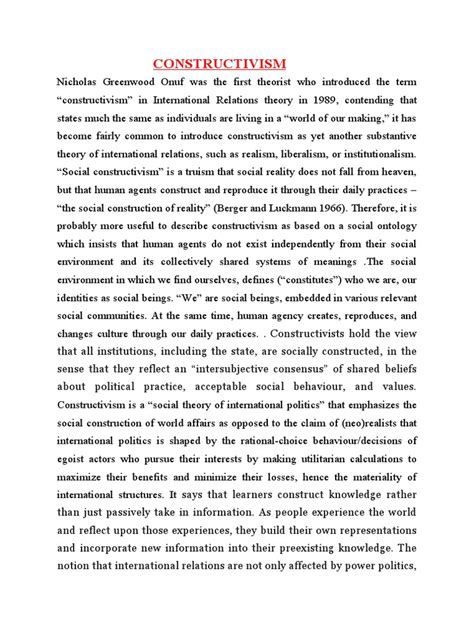 Constructivism Pdf Globalization Constructivism Philosophy Of Education