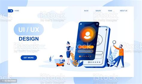 Ui Ux 디자인 벡터 방문 페이지 템플릿 헤더 응용 프로그램 인터페이스 디자이너 웹 배너 평면 그림홈페이지 디자인 개념에 대한 스톡 벡터 아트 및 기타 이미지 Istock