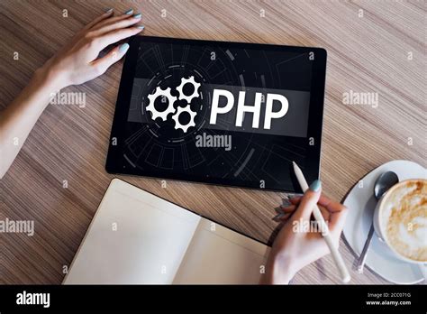 php programming language web and application development concept stock