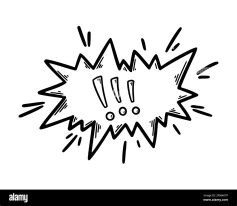 Exclamation Mark In Speech Bubble Doodle Illustration Of Scream Talk Angry Emotion