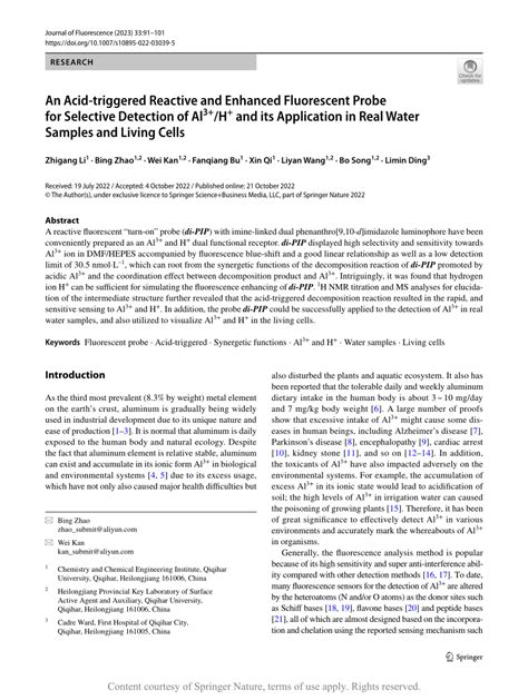 An Acid Triggered Reactive And Enhanced Fluorescent Probe For Selective