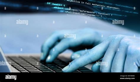 Hands Typing Coding Text Stock Photo Alamy