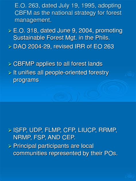 Eo 263 Dated July 19 1995 Adopting Cbfm As The National Strategy For Forest Management