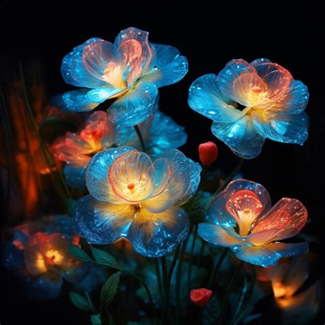 Premium Photo Beautiful Bioluminescent Flowers Garden Images Generative Ai
