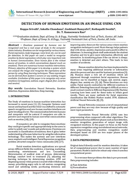 Detection Of Human Emotions In An Image Using Cnn Pdf Artificial Neural Network Artificial