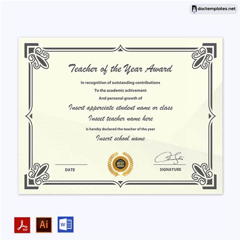 40 Free Printable Award Certificate Templates Word Pdf