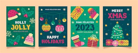 Collection De Cartes De Noël Plat Pf 2023 Vecteur Gratuite