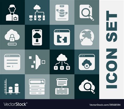 Set Search Cloud Computing Failed Access Storage Vector Image