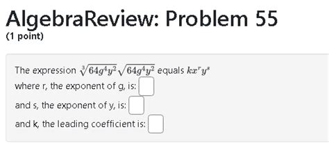 Solved AlgebraReview Problem 55 1 Point The Expression Chegg Com