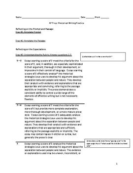 AP Lang Rhetorical Essay Student Sample Activity By Jennifer Rodriguez