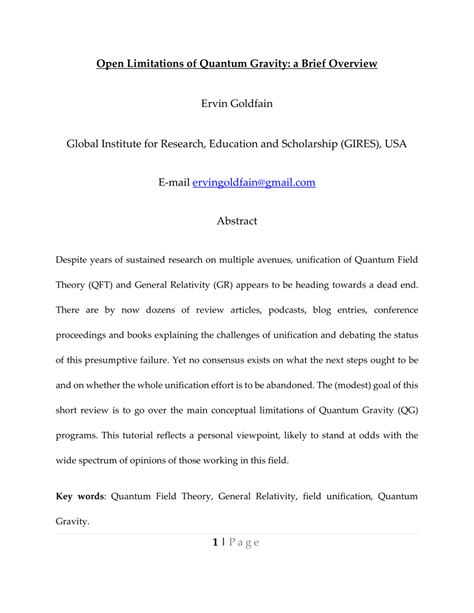pdf open limitations of quantum gravity a brief overview