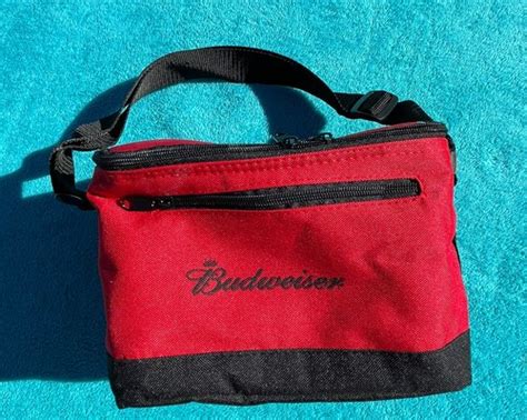 Vtg Insulated Budweiser 6 Pack Beer Cooler Tote Bag Carry Case Folds