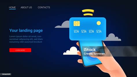 스마트폰을 통해 결제를 위해 신용 카드를 사용하는 남자 웹 배너 템플릿 전단지에 대한 스톡 벡터 아트 및 기타 이미지 전단지 휴대전화 3차원 형태 Istock
