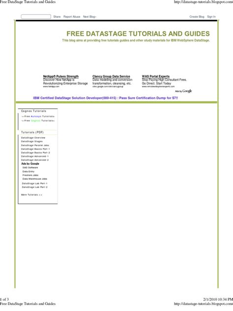 Free Datastage Tutorials And Guides Pdf Ibm Business