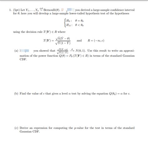 Iid Pt Let Y Yn Bernoulli You Chegg Com