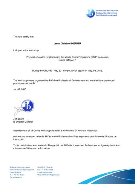Myp Certificate Pdf