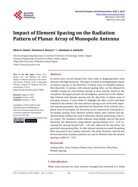 Pdf Impact Of Element Spacing On The Radiation Pattern Of Planar