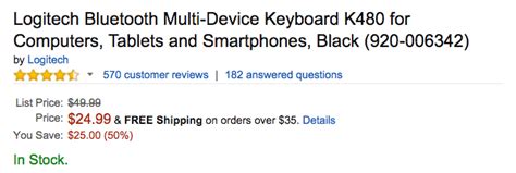Logitech K480 Multi Device Bluetooth Keyboard 25 Prime Shipped Orig 50