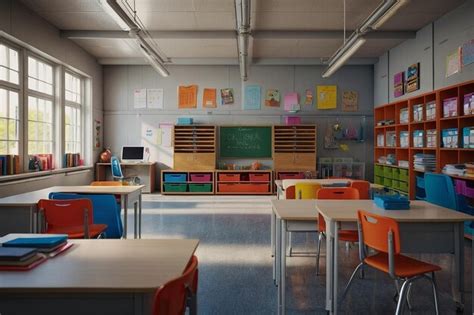 Classroom With Organized Storage Spaces Premium Ai Generated Image