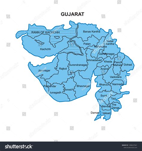 Gujarat Map Graphic Vector Stock Vector Royalty Free Shutterstock