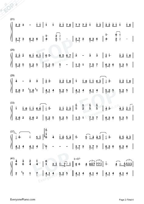 夕阳无限好 陈奕迅双手简谱预览 Eop在线乐谱架