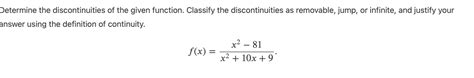 Solved Determine The Discontinuities Of ﻿the Given Function