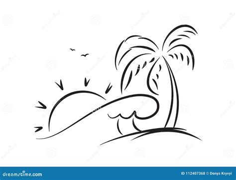 Outline Beach Signpost Icon Vector Illustration 248045098