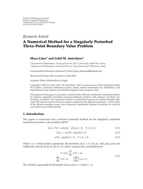 Pdf A Numerical Method For A Singularly Perturbed Three Point Boundary Value Problem