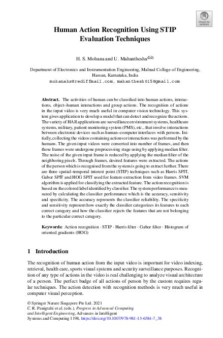 Pdf Human Action Recognition Using Stip Evaluation Techniques