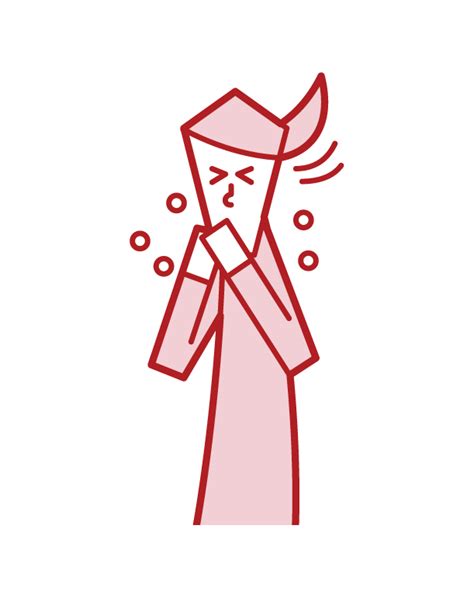 손으로 재채기와 기침을 하는 사람여자의 일러스트 무료 일러스트 소재집 Kukukeke