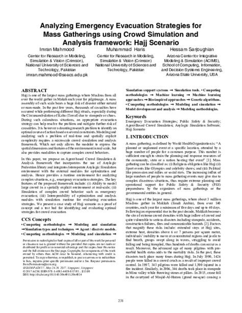 Pdf Analyzing Emergency Evacuation Strategies For Mass Gatherings Using Crowd Simulation And