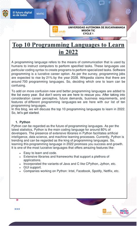 Cycle 1 Weeks 3 4 Programming Languages Pdf Top 10 Programming