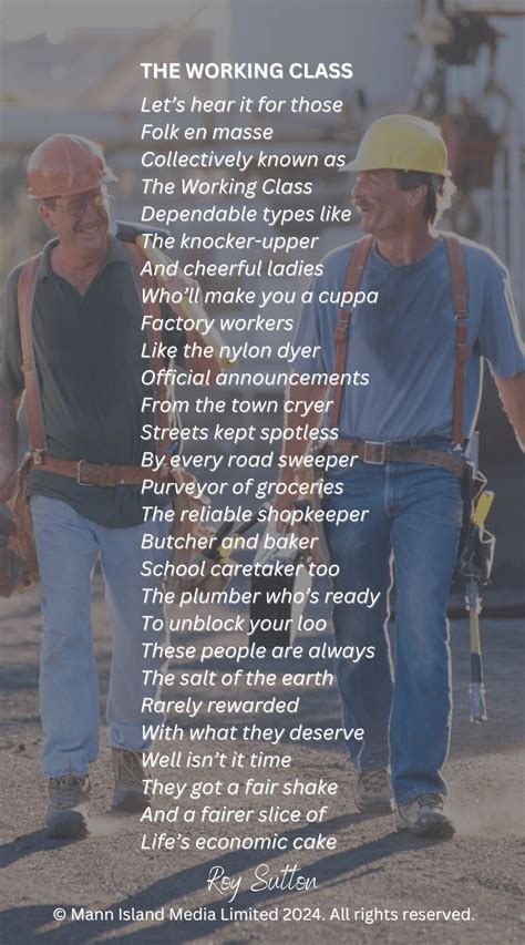 Poem To Celebrate The Working Class Roy Sutton