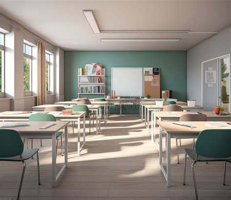 First Day Of School Interior Of Modern Class Elementary Middle School Or High School Without