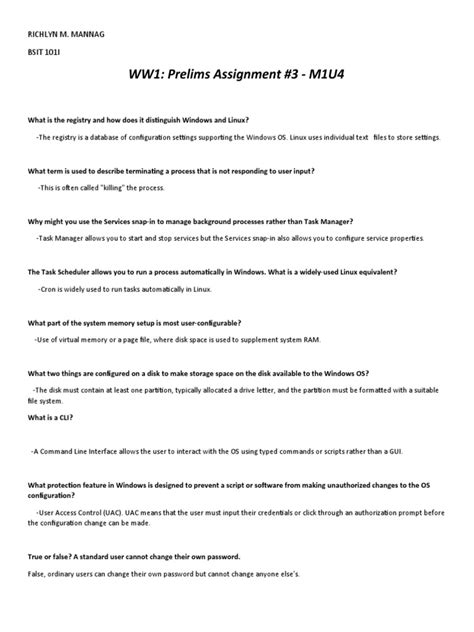 Ww1 Prelims Assignment 3 Pdf