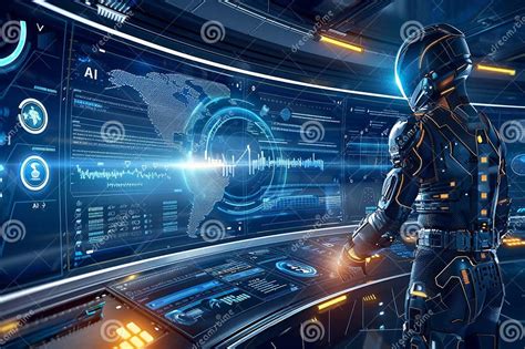 Futuristic Ai Robot Analyzing Data Modern Technology Digital Innovation Advanced Computing