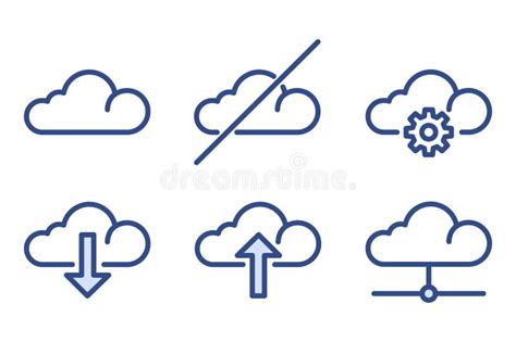Cloud Computing Line Icon Set Vector Isolated Stock Illustration Illustration Of Data Control