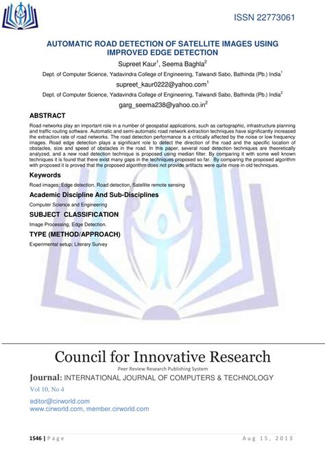 Pdf Automatic Road Detection Of Satellite Images Using Improved Edge Detection