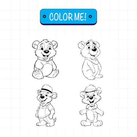 아이들을 위한 곰 색칠하기 프리미엄 벡터